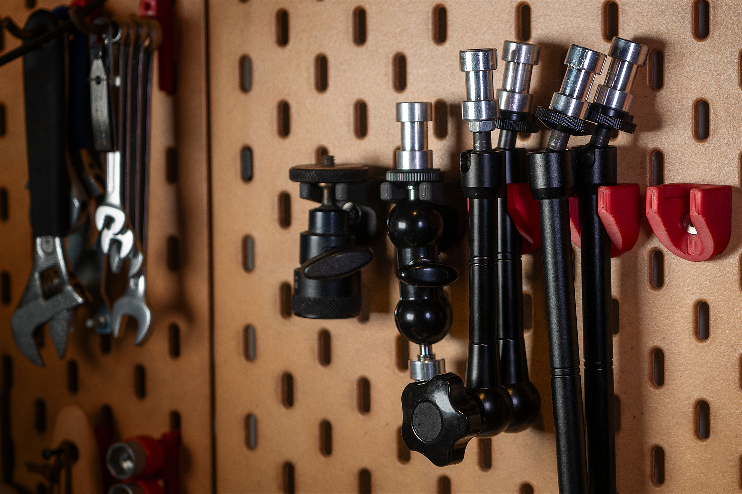 Organized Magic Arm with IKEA SKADIS Pegboard - Simply Maker